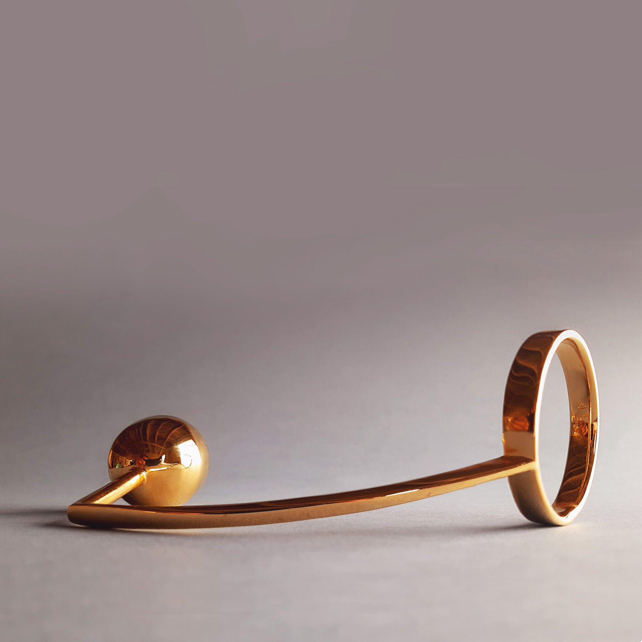 Gilded Silver Cockring With Prostate Stimulator - - ATHUMANI