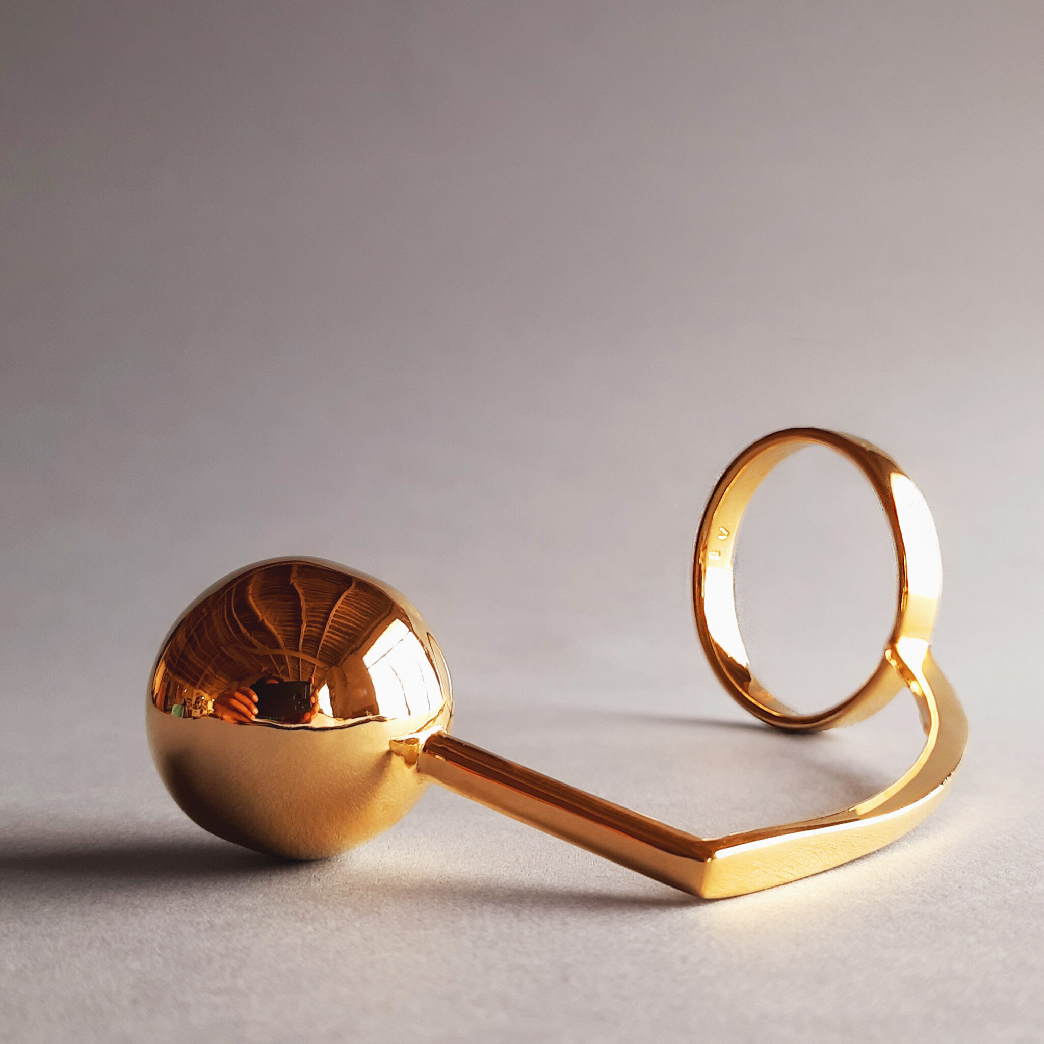 Gilded Silver Cockring With Prostate Stimulator - - ATHUMANI